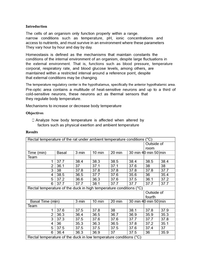 Practice 2. Basic Concepts in Homeostasis | PDF | Thermoregulation ...