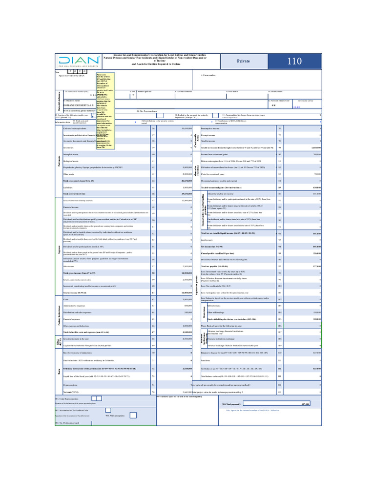 Income Tax Declaration for Legal Entities | PDF | Tax Deduction | Expense