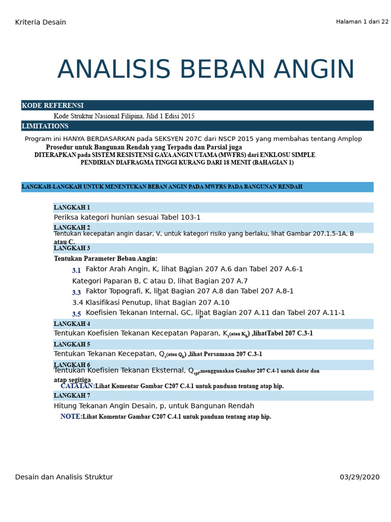 Analisis Beban Angin (Metode Envelope) | PDF