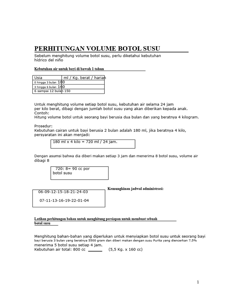 Perhitungan Volume Botol Susu | PDF