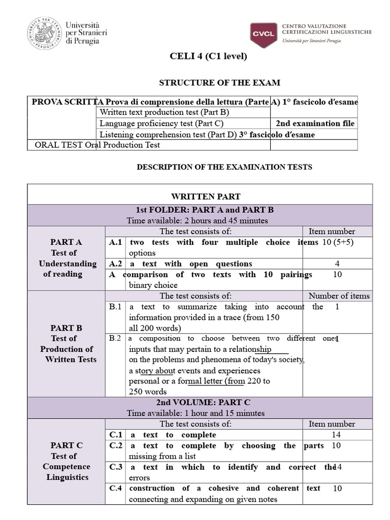Celi 4 Description Test | PDF | Reading Comprehension | Cognition
