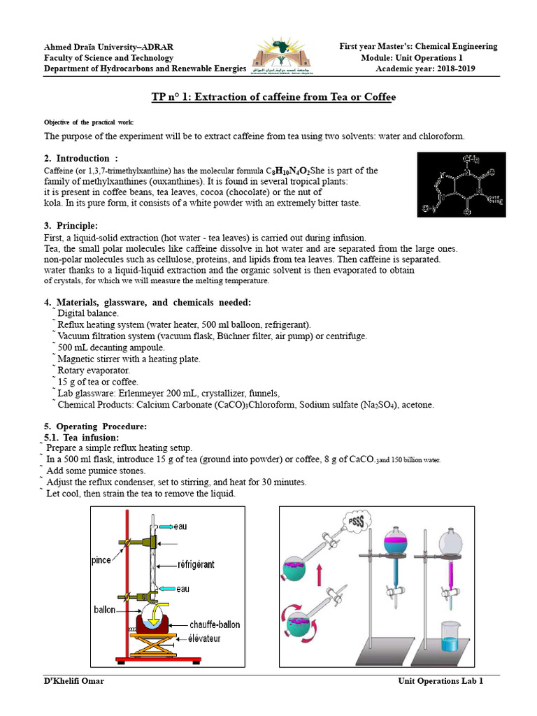 Lab Sheet No. 1 | PDF | Caffeine | Filtration