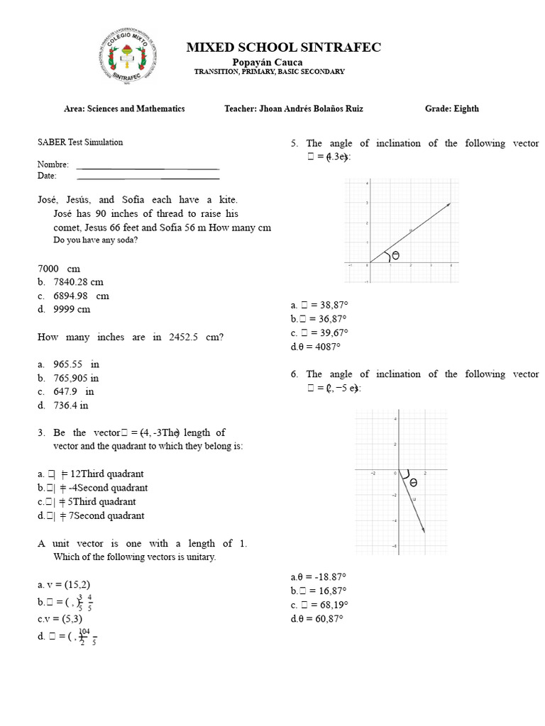 Mock Test Saber Eighth | PDF | Mathematics