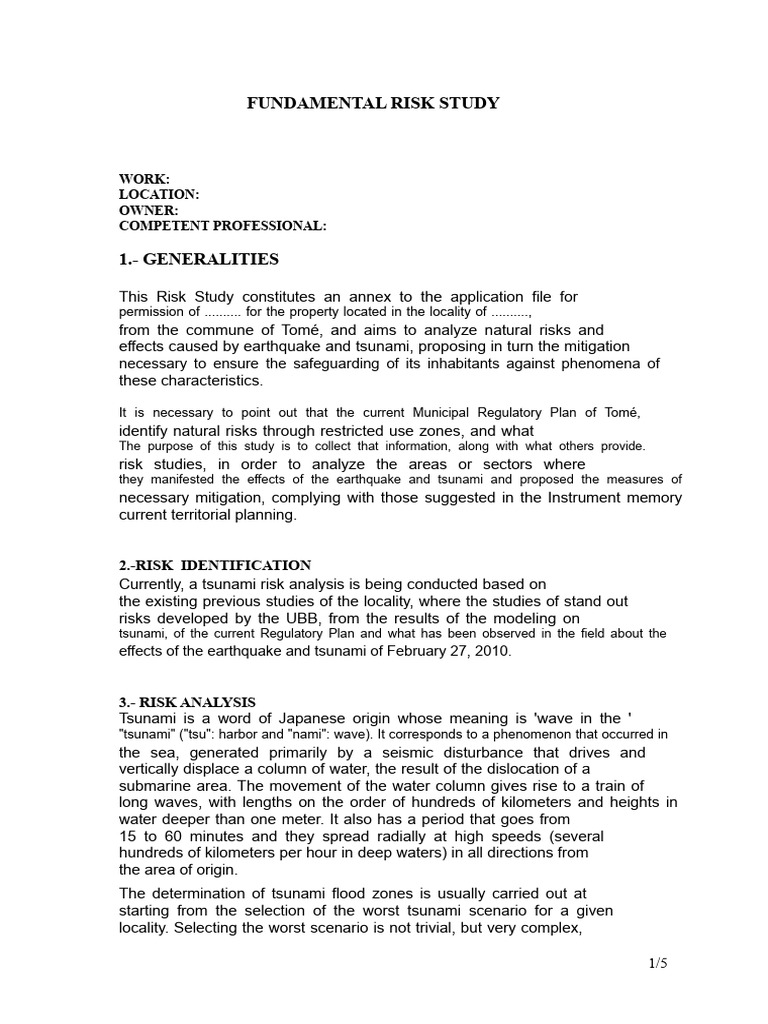 EXAMPLE OF A FOUNDED RISK REPORT, tsunami | PDF | Tsunami | Flood
