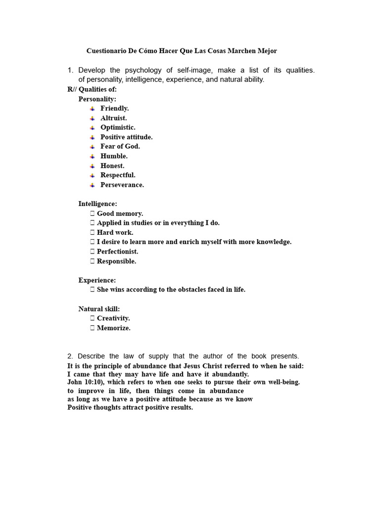 Questionnaire On How To Make Things Run Better | PDF | Thought | Mind