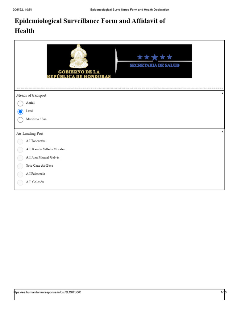 Epidemiological Surveillance Form and Health Affidavit | PDF | Airlines ...