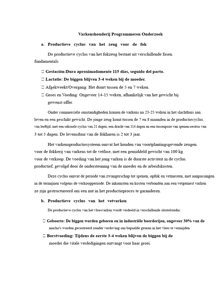 Varkenshouderij Onderzoek Programmeren | PDF