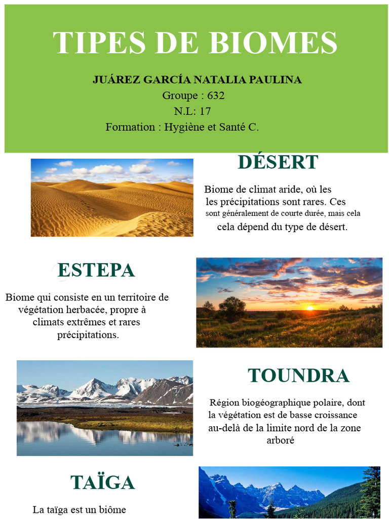 Types de Biomes : Déserts, Steppes, Toundras et Taïgas | PDF