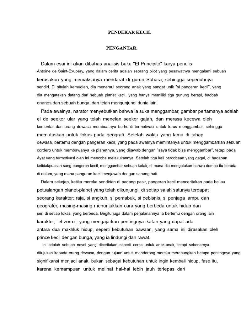 Pengantar Si Kecil Pangeran | PDF