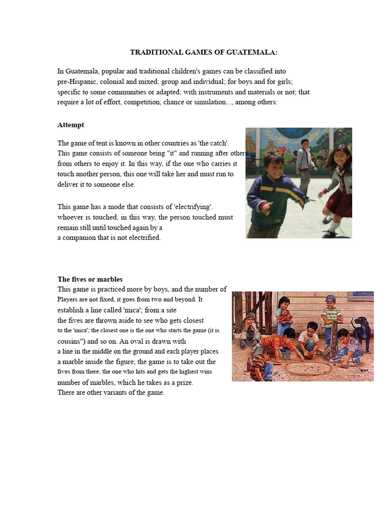 Traditional Games of Guatemala | PDF