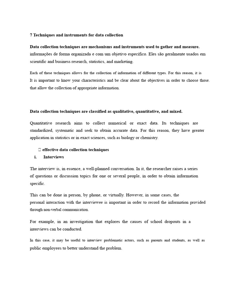7 Techniques and Instruments For Data Collection | PDF | Qualitative ...