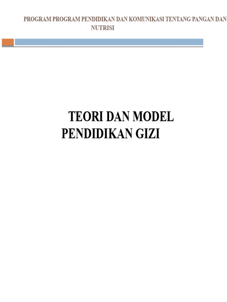 Teori Dan Model Pendidikan Gizi | PDF