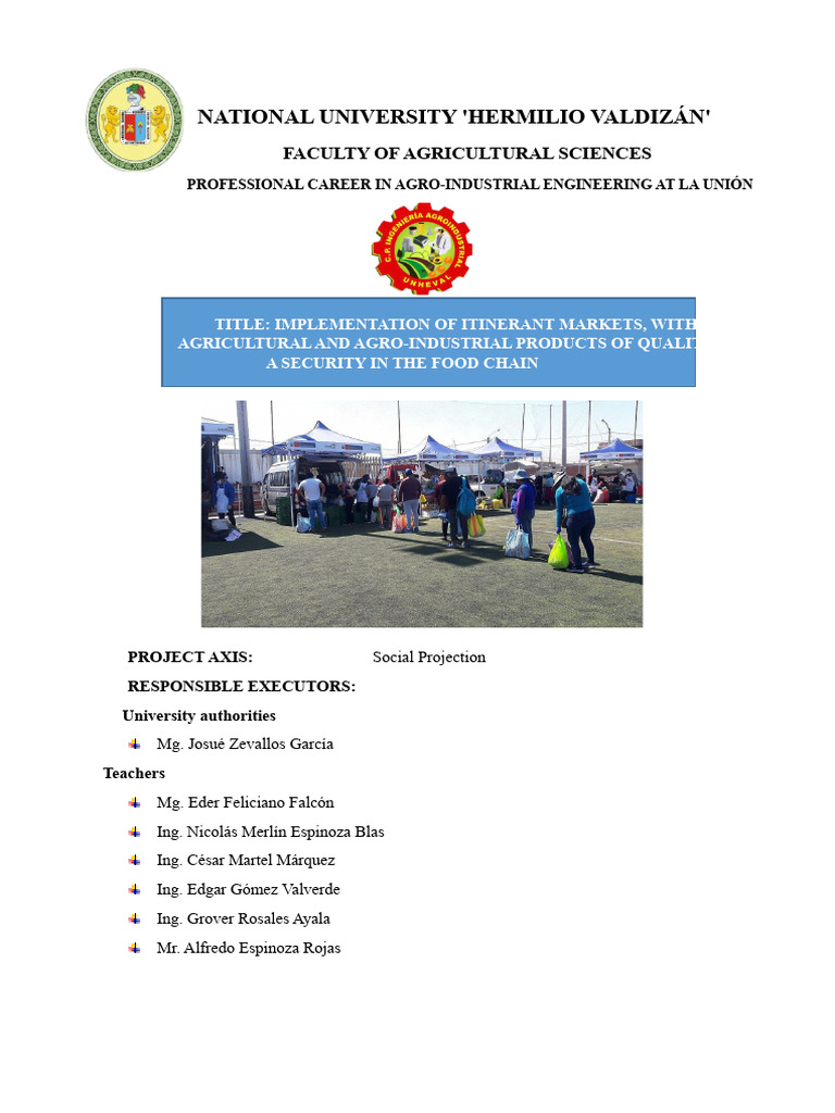 Itinerant Markets Project | PDF | Marketing