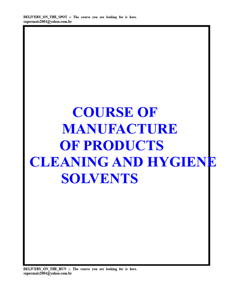 Manufacturing of Cleaning Products | PDF | Disinfectant | Antimicrobial