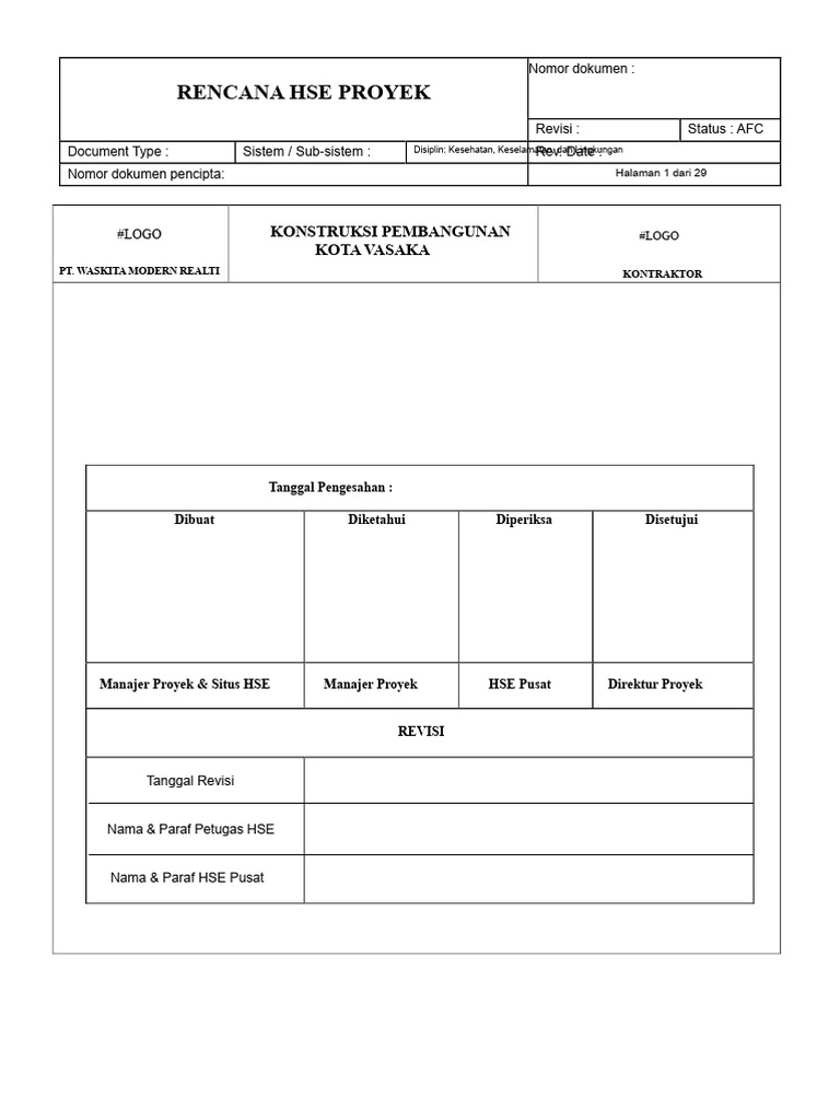 Rencana HSE Contoh | PDF