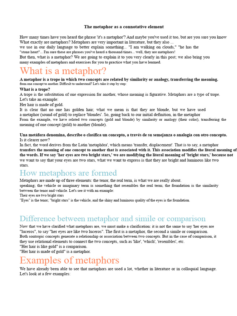 The Metaphor | PDF | Metaphor | Linguistics