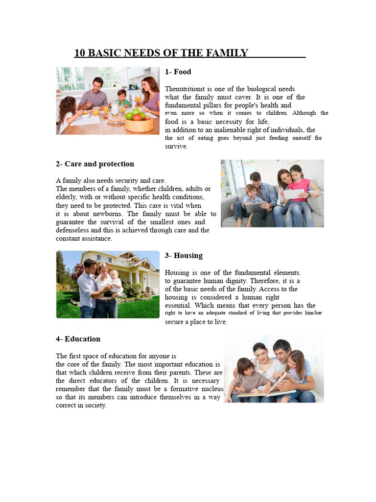 Essential Family Needs Explained | PDF | Communication | Autonomy