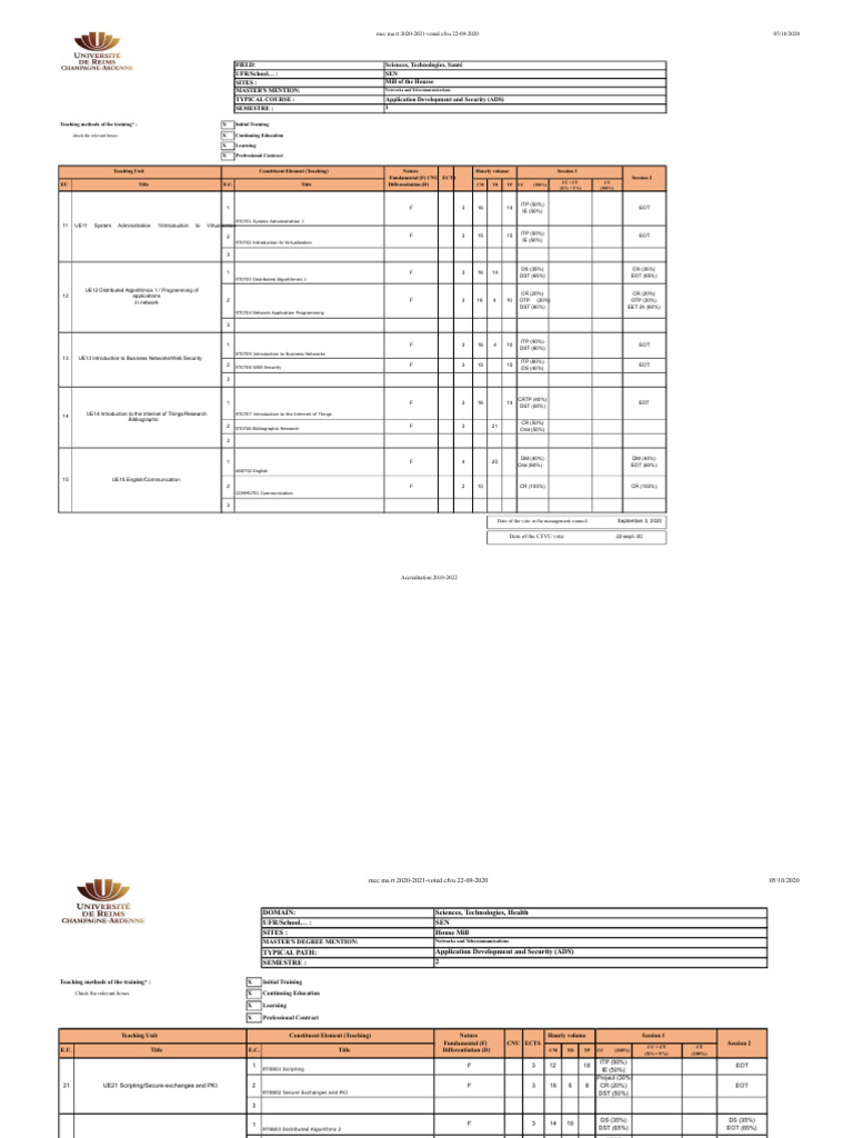 master's program in networks and telecommunications, specializing in application development and ...