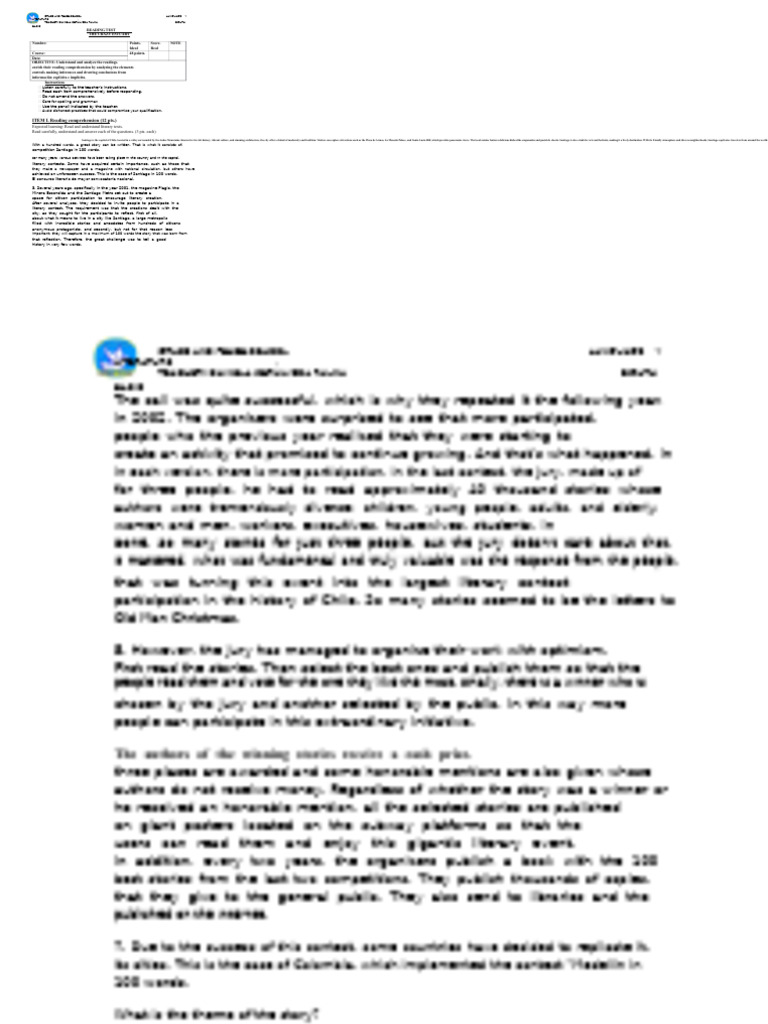 READING TEST - THE CRAZY ESTUARY - 8th | PDF | Reading Comprehension