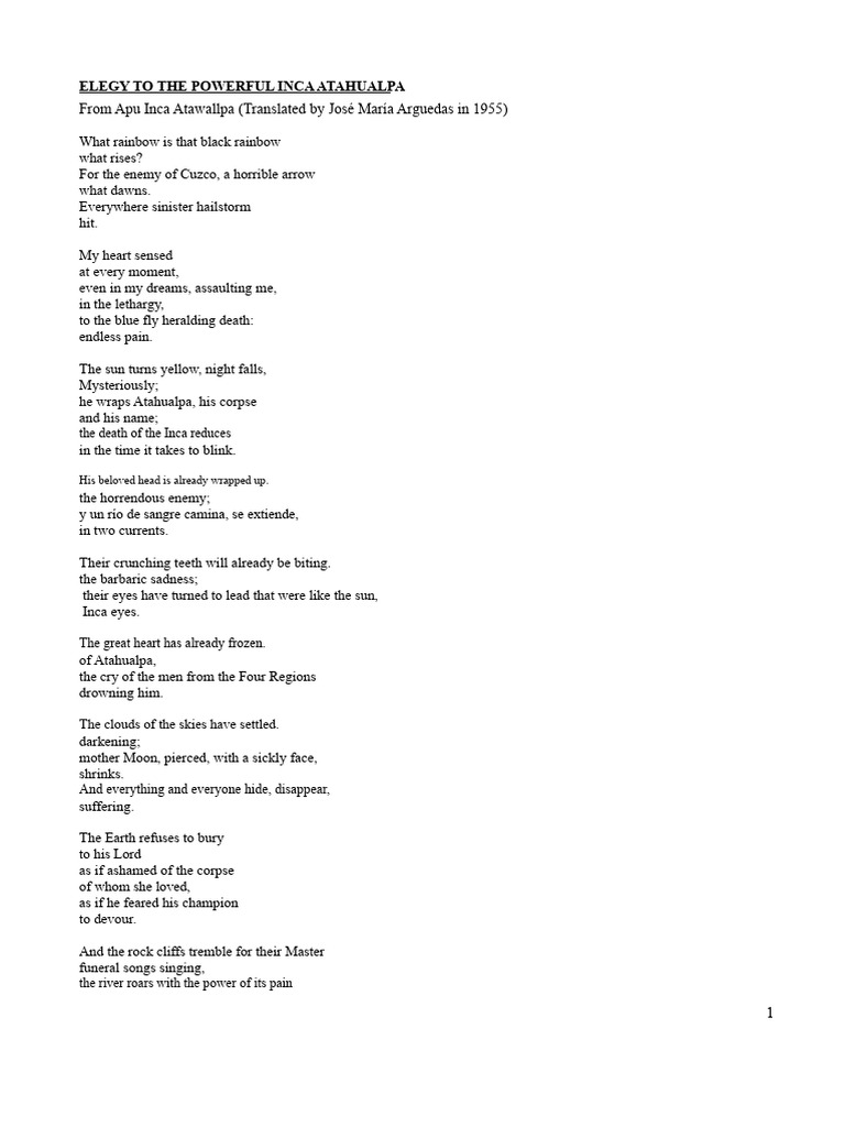 Elegy for Inca Atahualpa's Death | PDF | Inca Empire