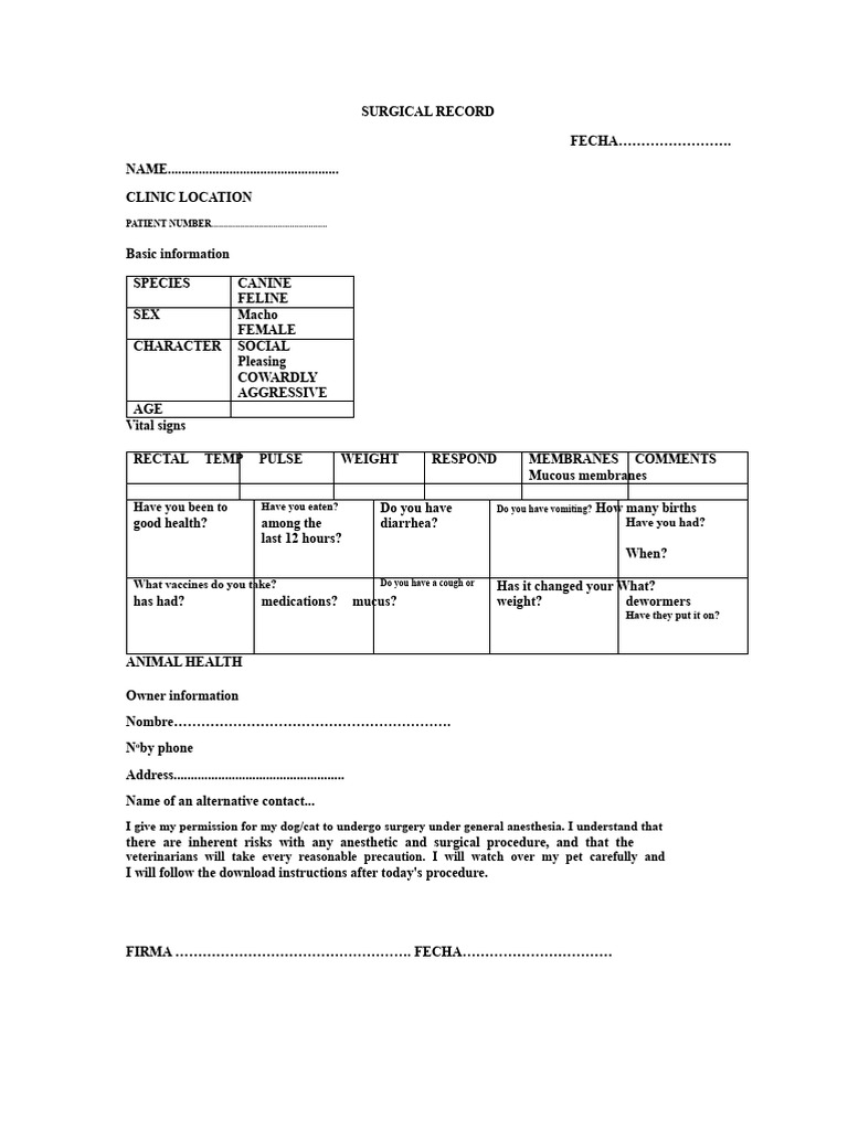 Surgical Record | PDF | Anesthesia | Surgery