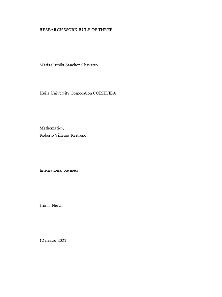 Research Work On The Rule of Three | PDF | Mathematics