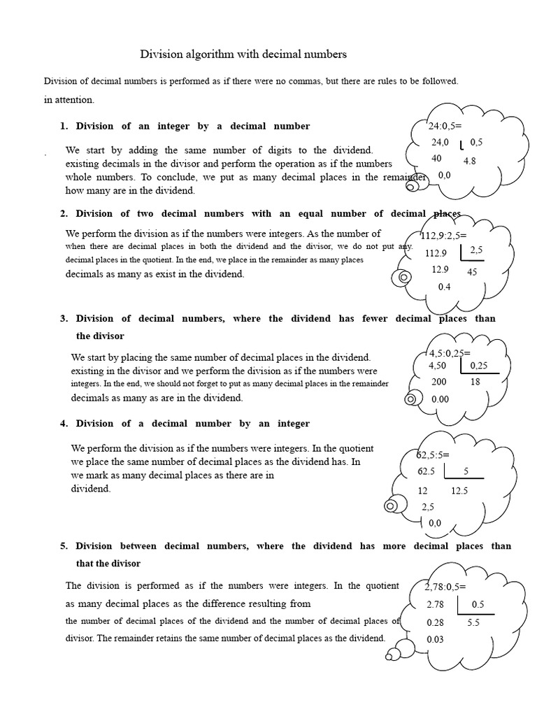 Division Algorithm With Decimal Numbers | PDF | Division (Mathematics ...