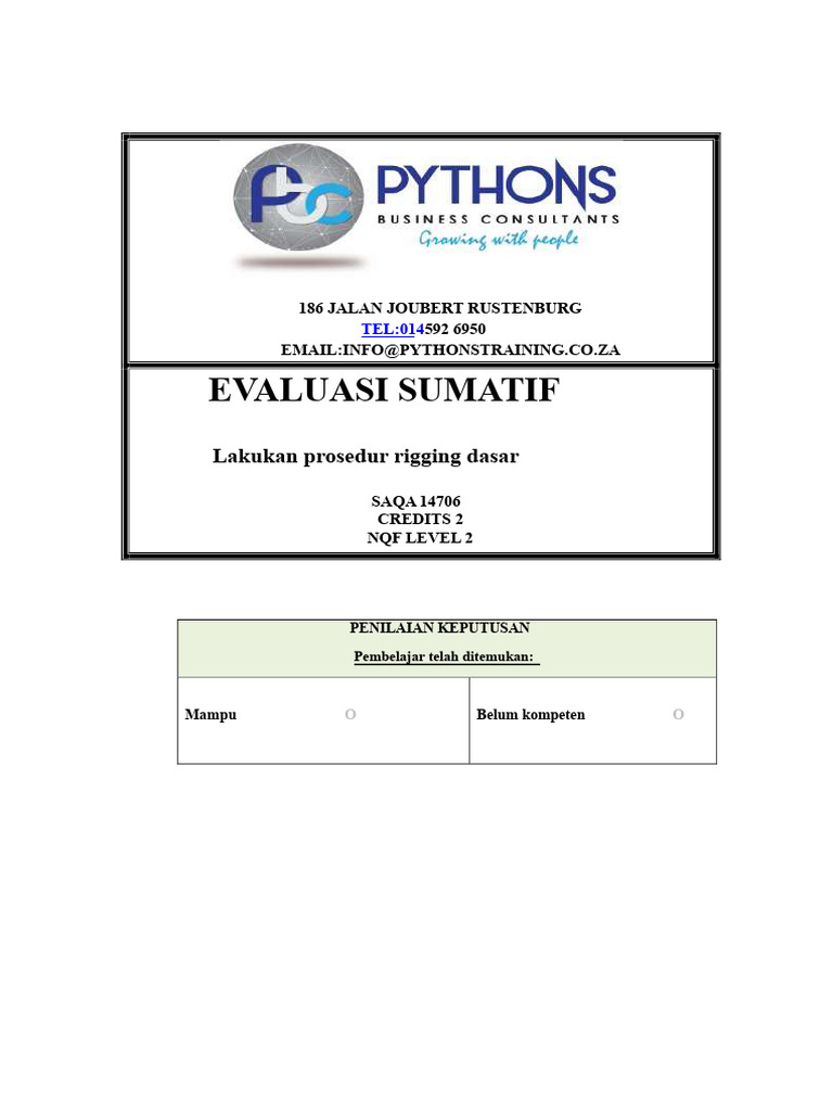 UJIAN AKHIR RIGGING DASAR | PDF