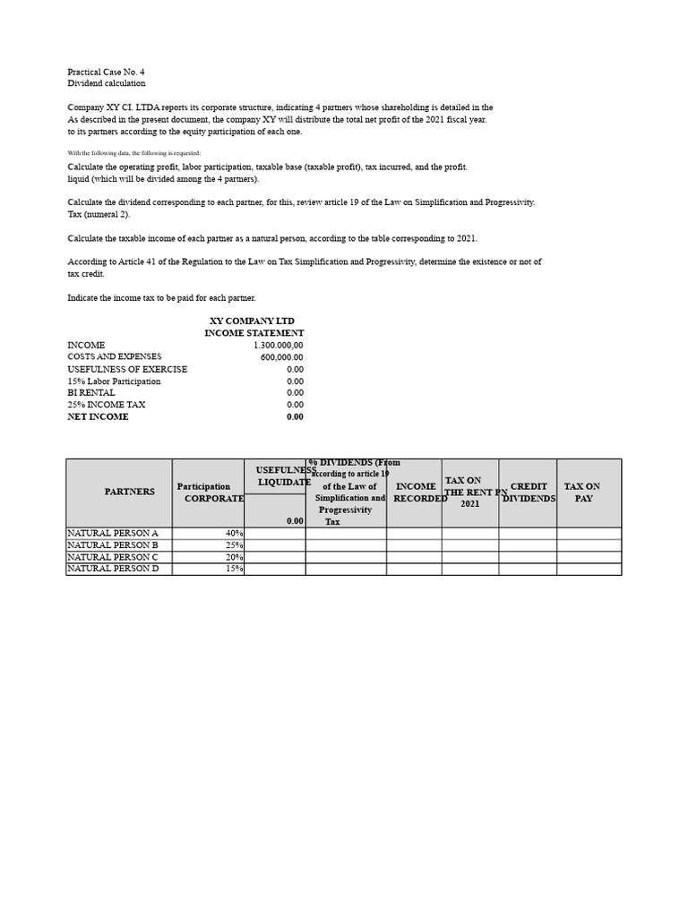 Practical Case 4 Dividends | PDF | Dividend | Taxes