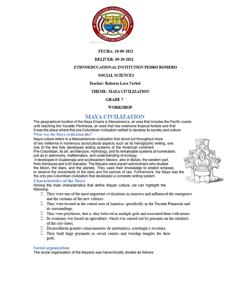Activity 10 September - Grade 7 - The Mayans | PDF | Maya Civilization ...