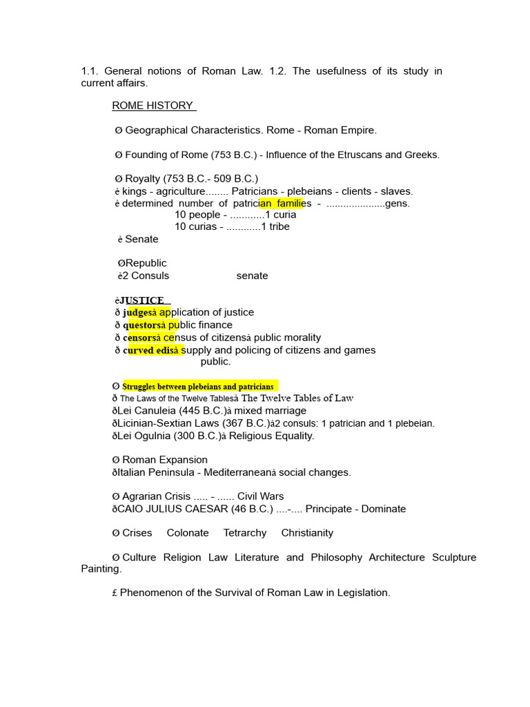 Roman Law 1 | PDF | Roman Law | Ancient Rome