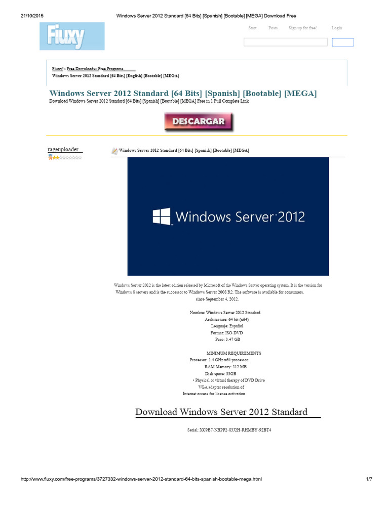 Windows Server 2012 Standard [64 Bits] [English] [Bootable] [MEGA ...