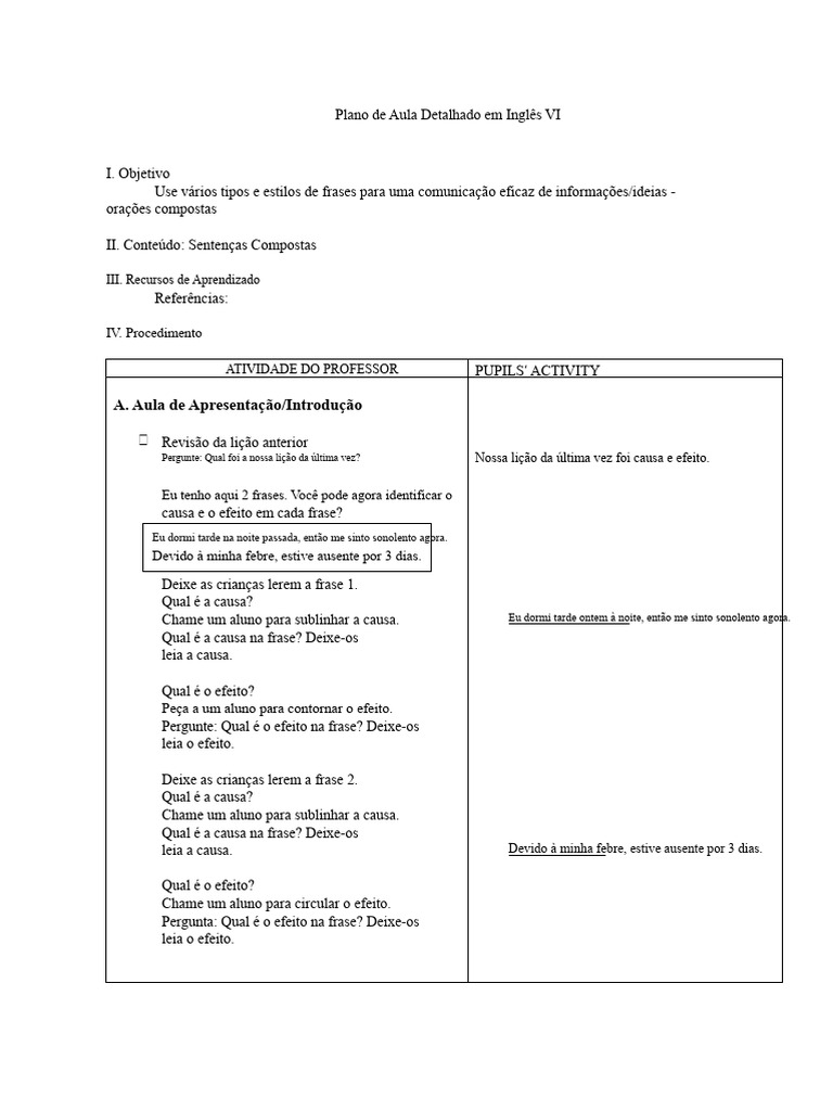Aula de Inglês VI: Frases Compostas | PDF | Lição | Aprendizado
