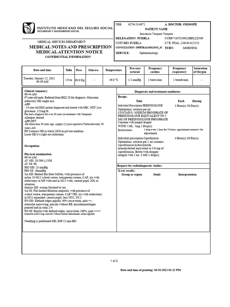 Medical Note Consultation | PDF | Visual System | Eye