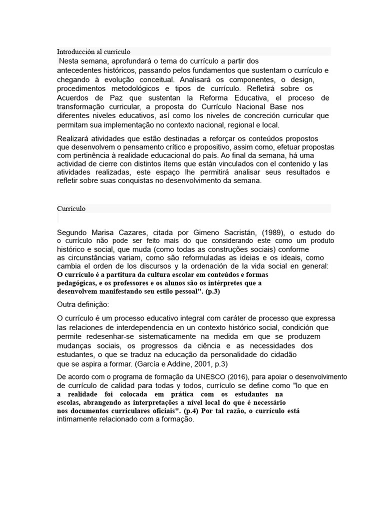 TEMA ECP UPANA Currículo | PDF | Pedagogia | Aprendizado