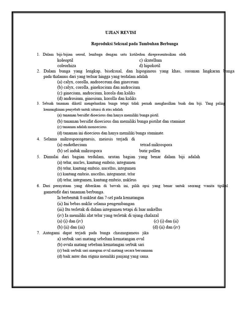 Reproduksi Seksual Tumbuhan Berbunga | PDF
