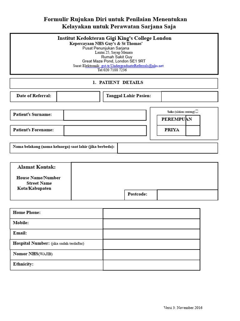 Formulir Rujukan Gigi | PDF