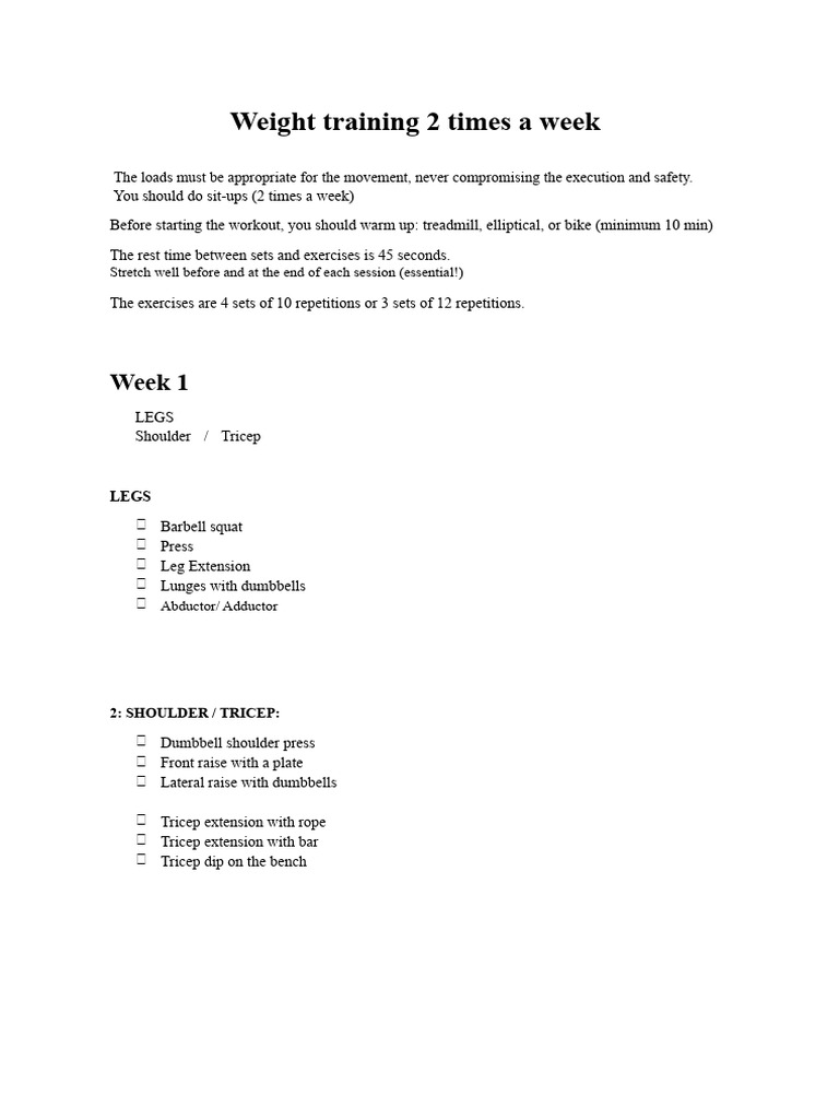 Effective 2-Day Weight Training Plan | PDF