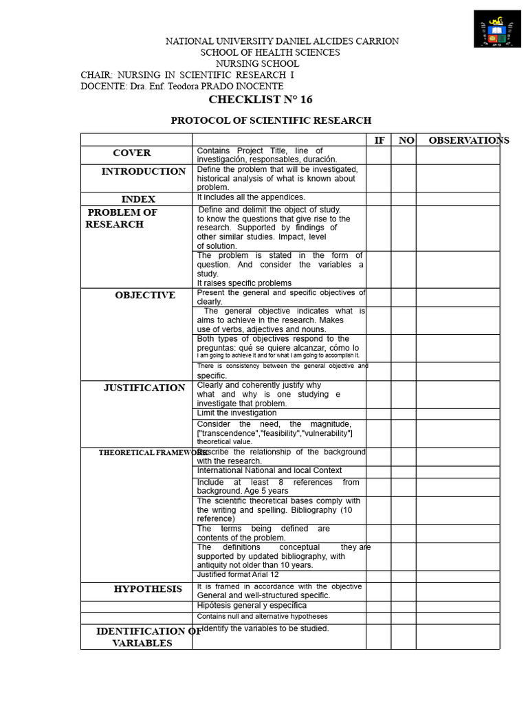 Checklist For Final Research Project | PDF | Hypothesis | Inquiry