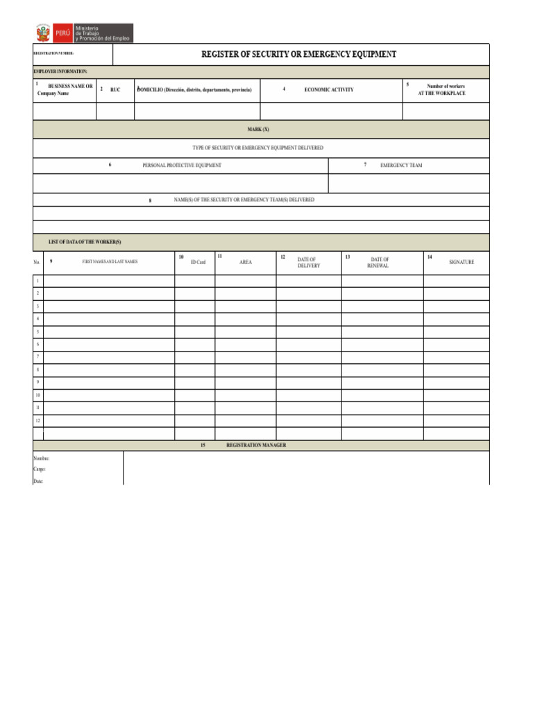 Equipment Registration Format | PDF
