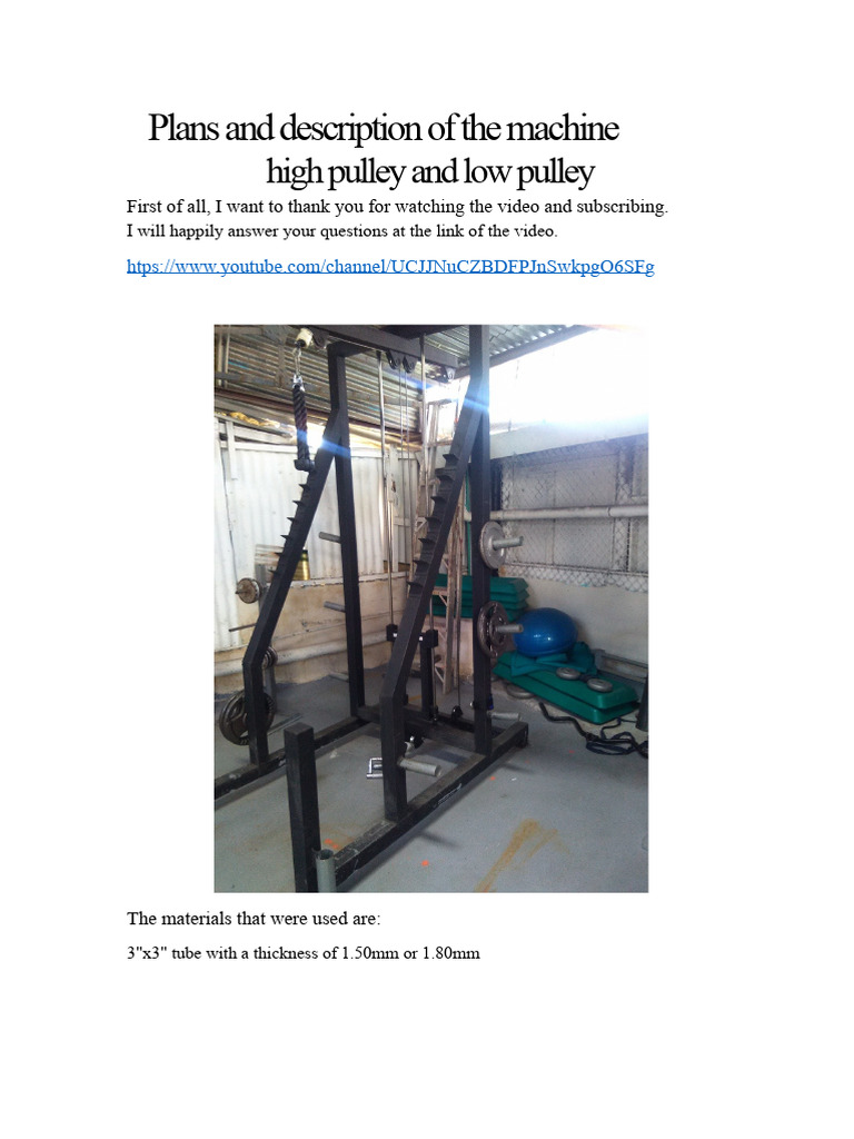 DIY High and Low Pulley Machine Guide | PDF | Mechanical Engineering ...