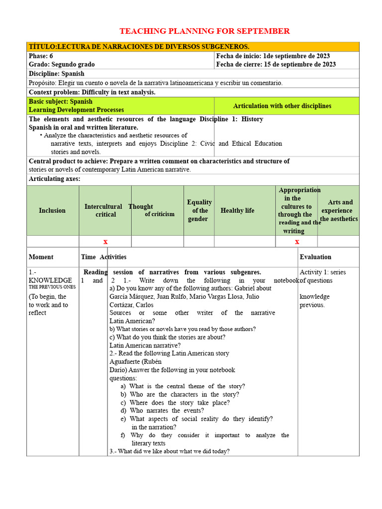 Latin American Narrative Lesson Plan | PDF | Narrative | Novels