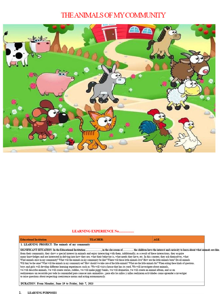 the animals in my community | PDF | Conversation | Curiosity
