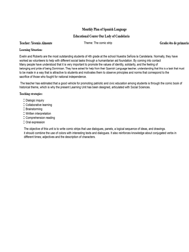 Planning For 4TH Grade The Comic | PDF | Comics | Reading Comprehension