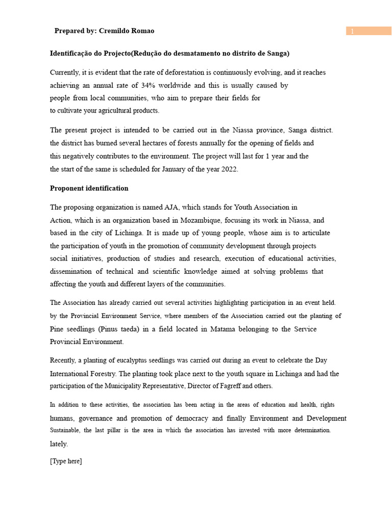 Reduction of Deforestation in The Sanga District (Modified Social ...