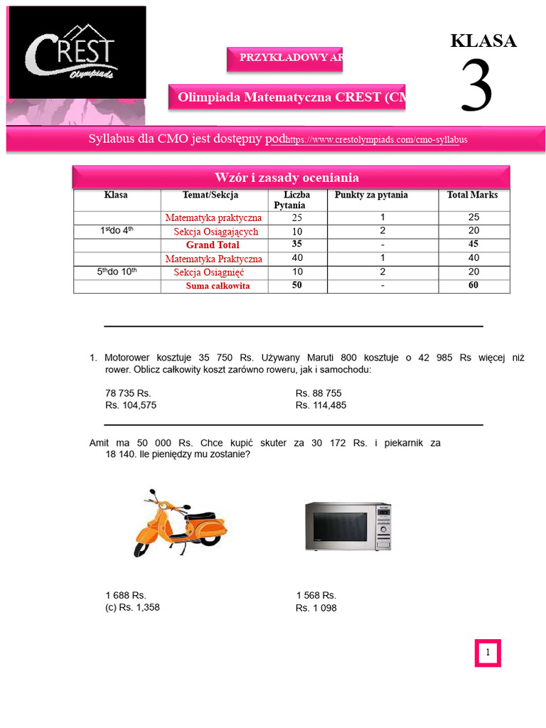 CMO Przykładowe Papiery Dla Klasy 3 | PDF