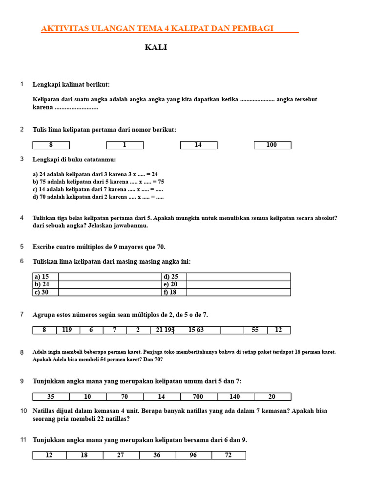Aktivitas Review Tema 4 Kalipat Dan | PDF