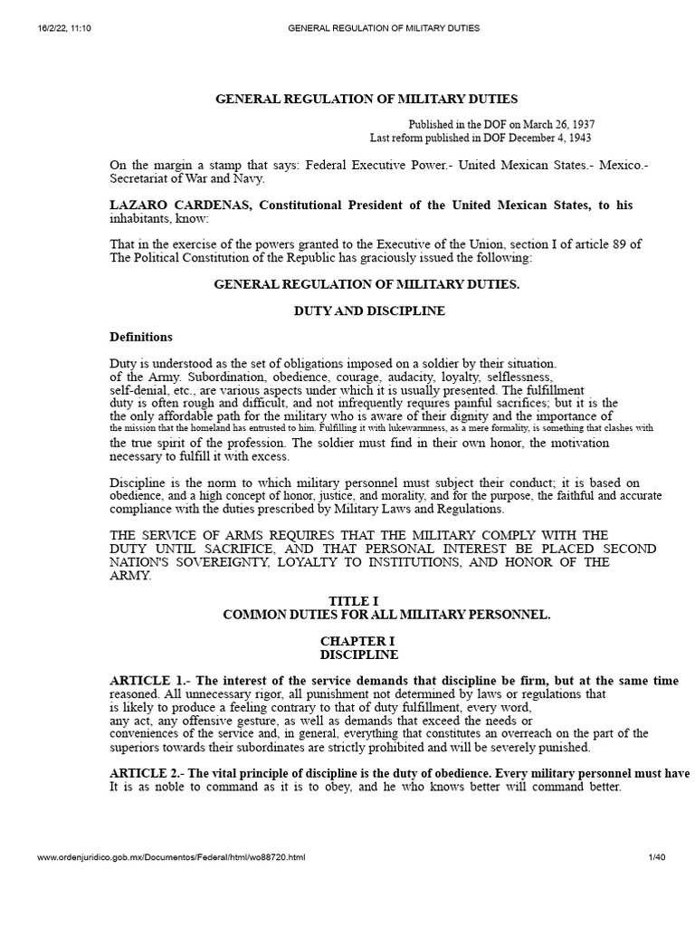 General Regulations of Military Duties | PDF | Military Justice | Military