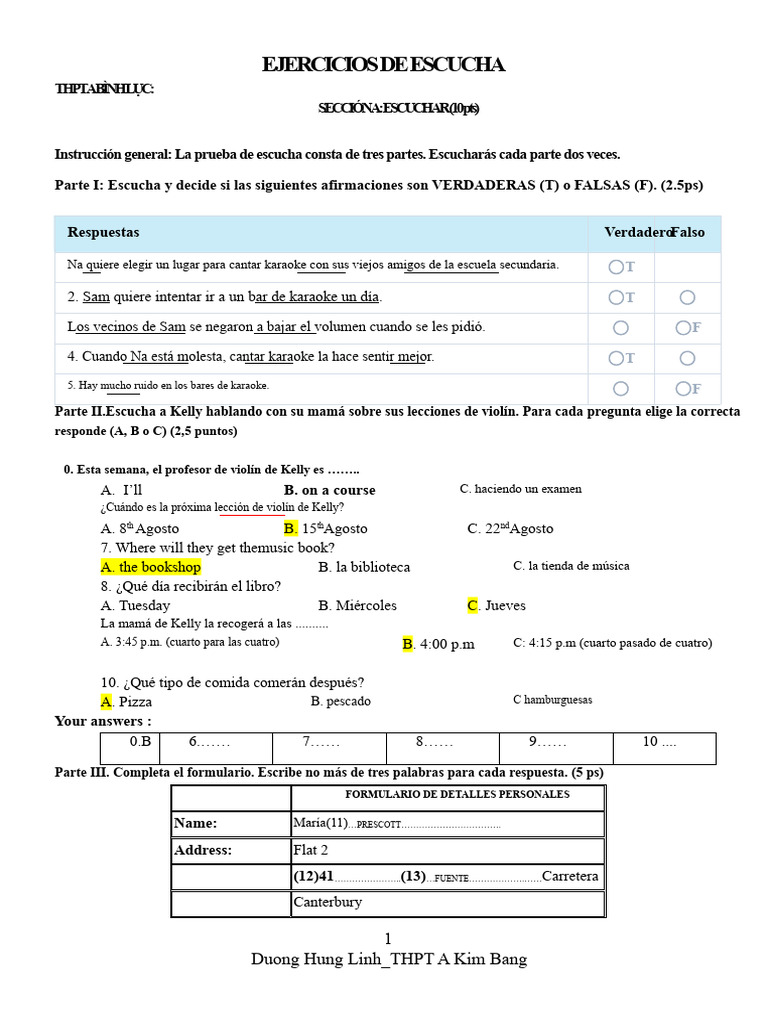 Ejercicios de Escucha para Estudiantes | PDF
