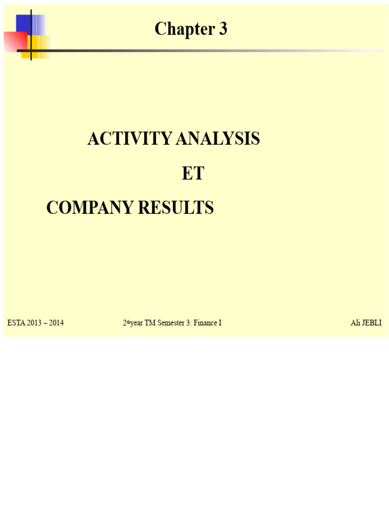 Chapter 3 - Analysis of The Company's Activity and Results | PDF ...